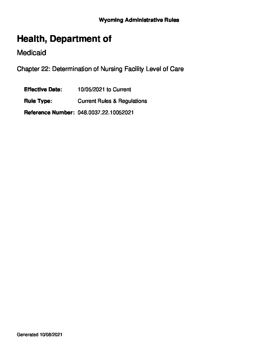 Chapter 22 active -CCW Rules - Wyoming Department of Health