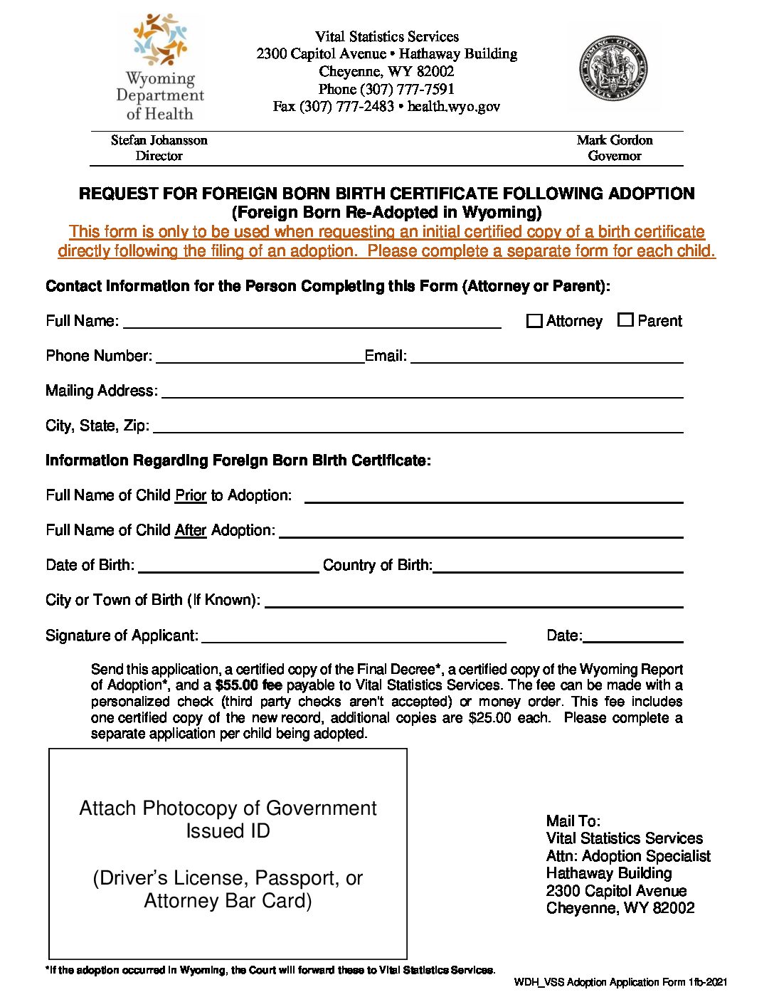 WDH_VSS Adoption Application Form 1fb-2021 - Wyoming Department of Health