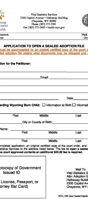 WDH_VSS Open a Sealed Adoption Application Form 1b-2021 - Wyoming ...