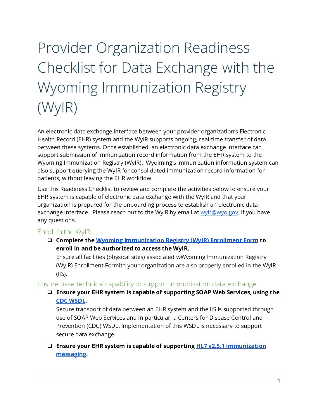 WyIR Onboarding Readiness Checklist _7.2022 FINAL - Wyoming Department ...
