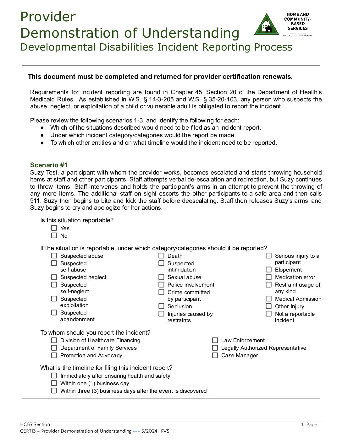CERT13-Provider Demonstration of Understanding - Wyoming Department of ...