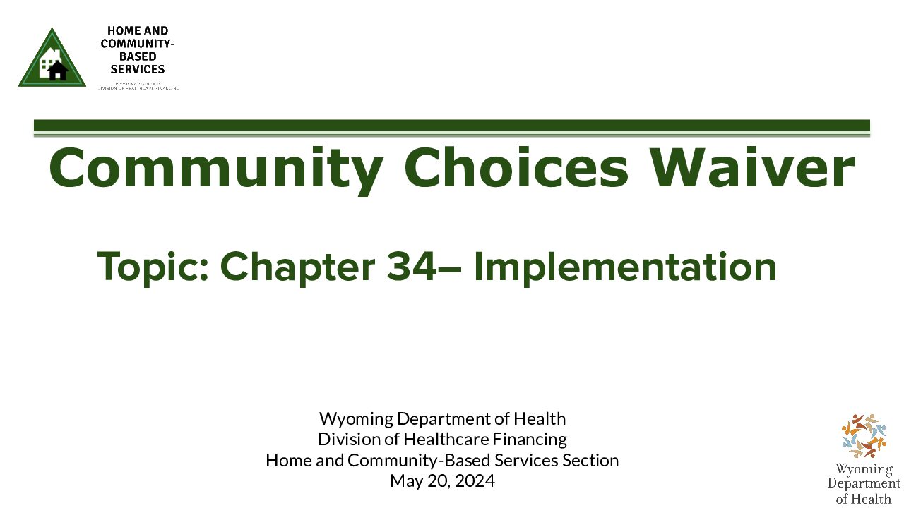 May Provider Support Call Presentation - Wyoming Department of Health