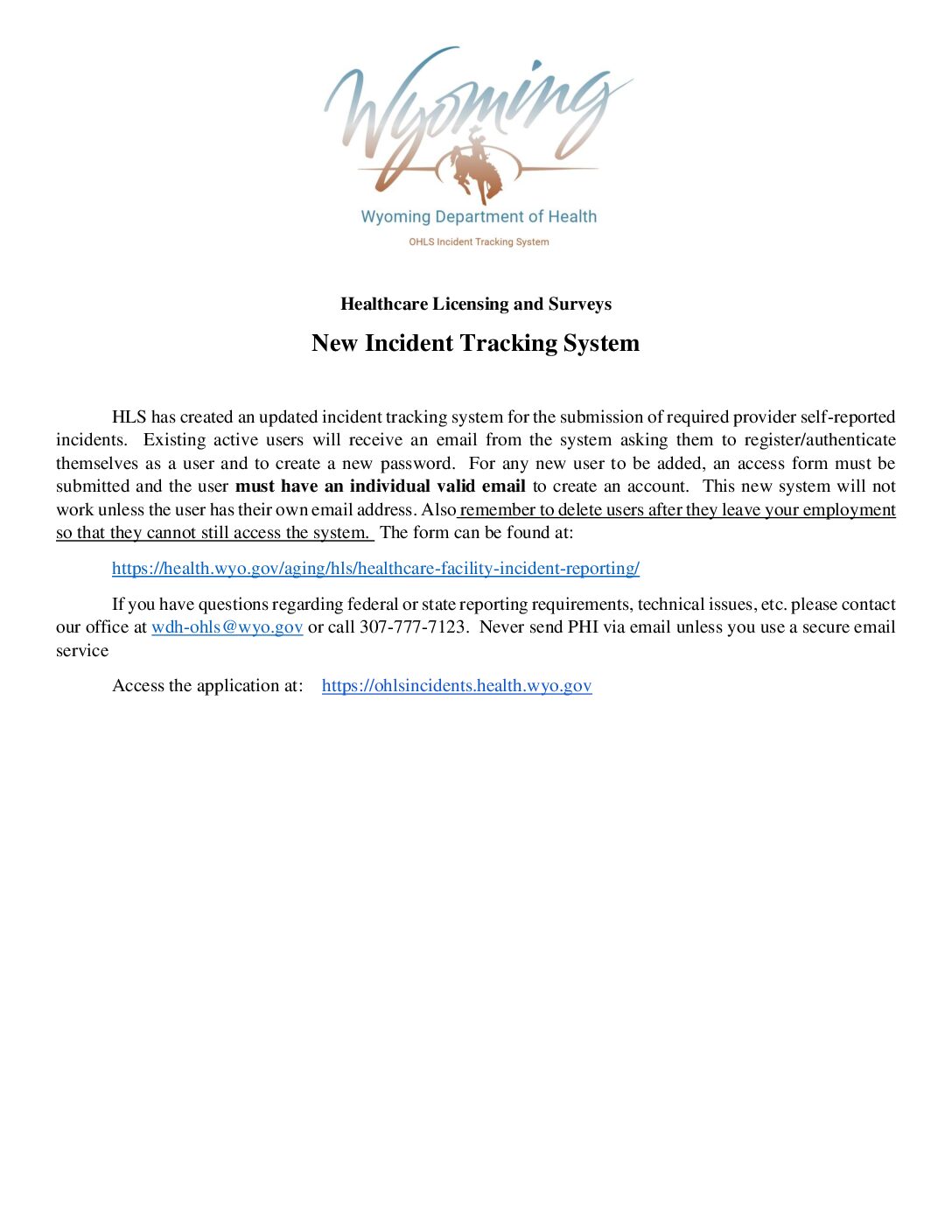 NEW INCIDENT TRACKING SYSTEM USER GUIDE - Wyoming Department of Health