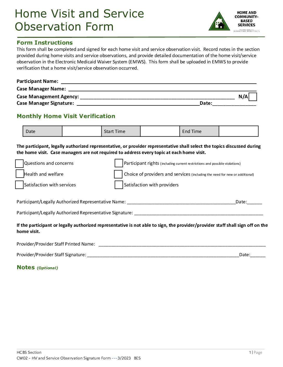 CM02.HV and Service Observation Signature Form - Wyoming Department of ...