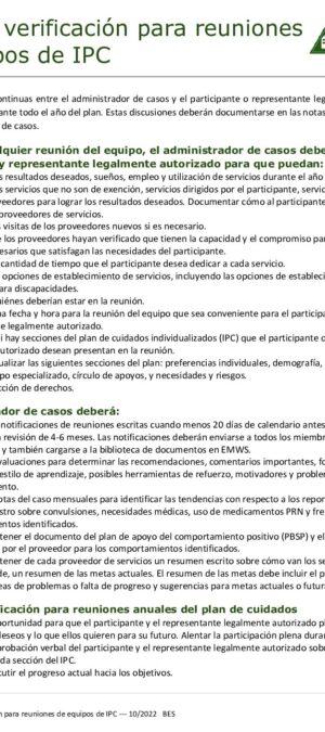 CM13-IPC-Team-Meeting-Checklist-Spanish - Wyoming Department of Health