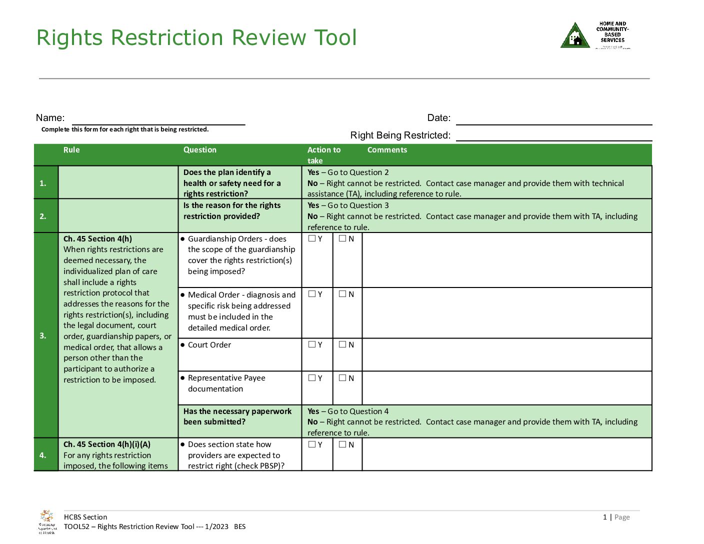 TOOL52-Rights-Restriction-Review-Tool 2023 - Wyoming Department of Health