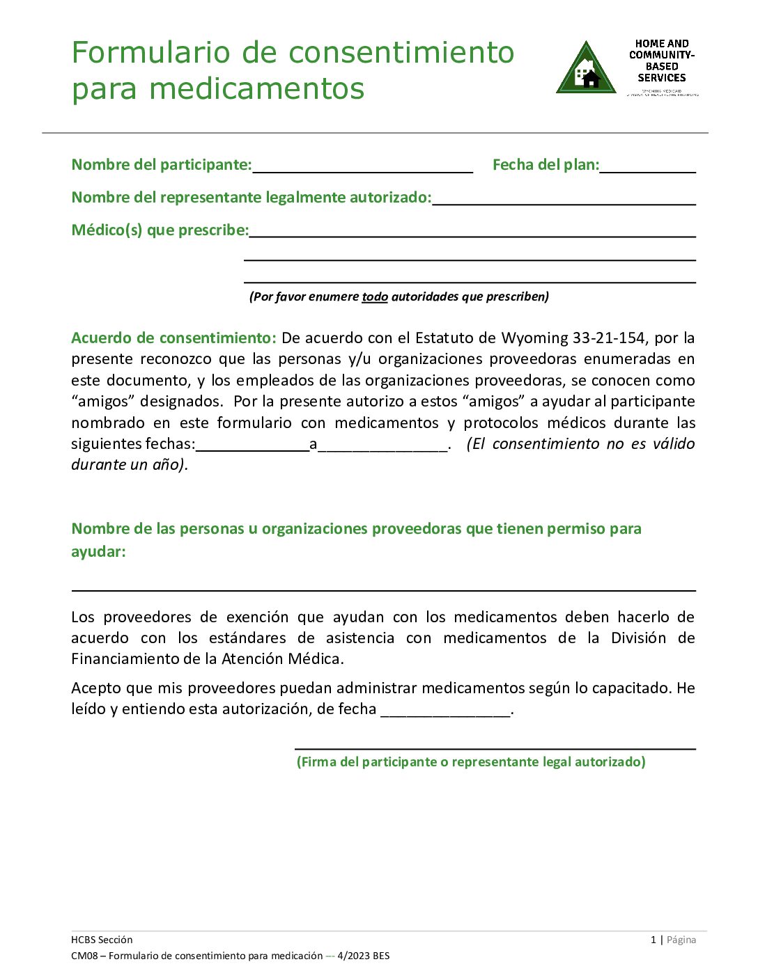 Translated copy of CM08-Medication Consent Form - Wyoming Department of ...