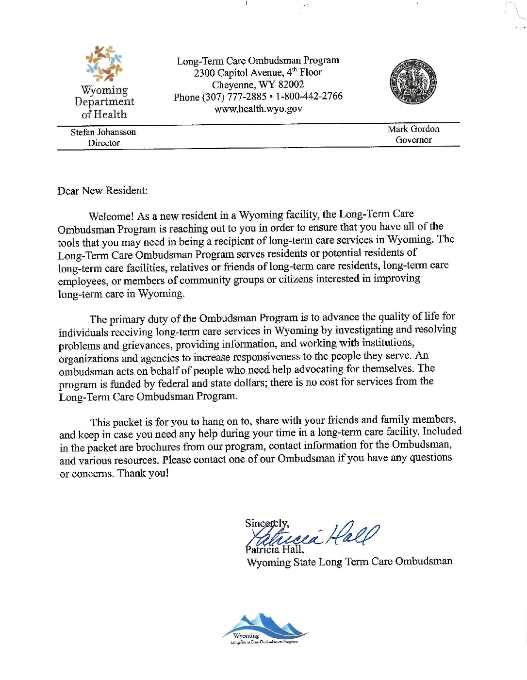 Signed Letter to New Resident 2024 - Wyoming Department of Health