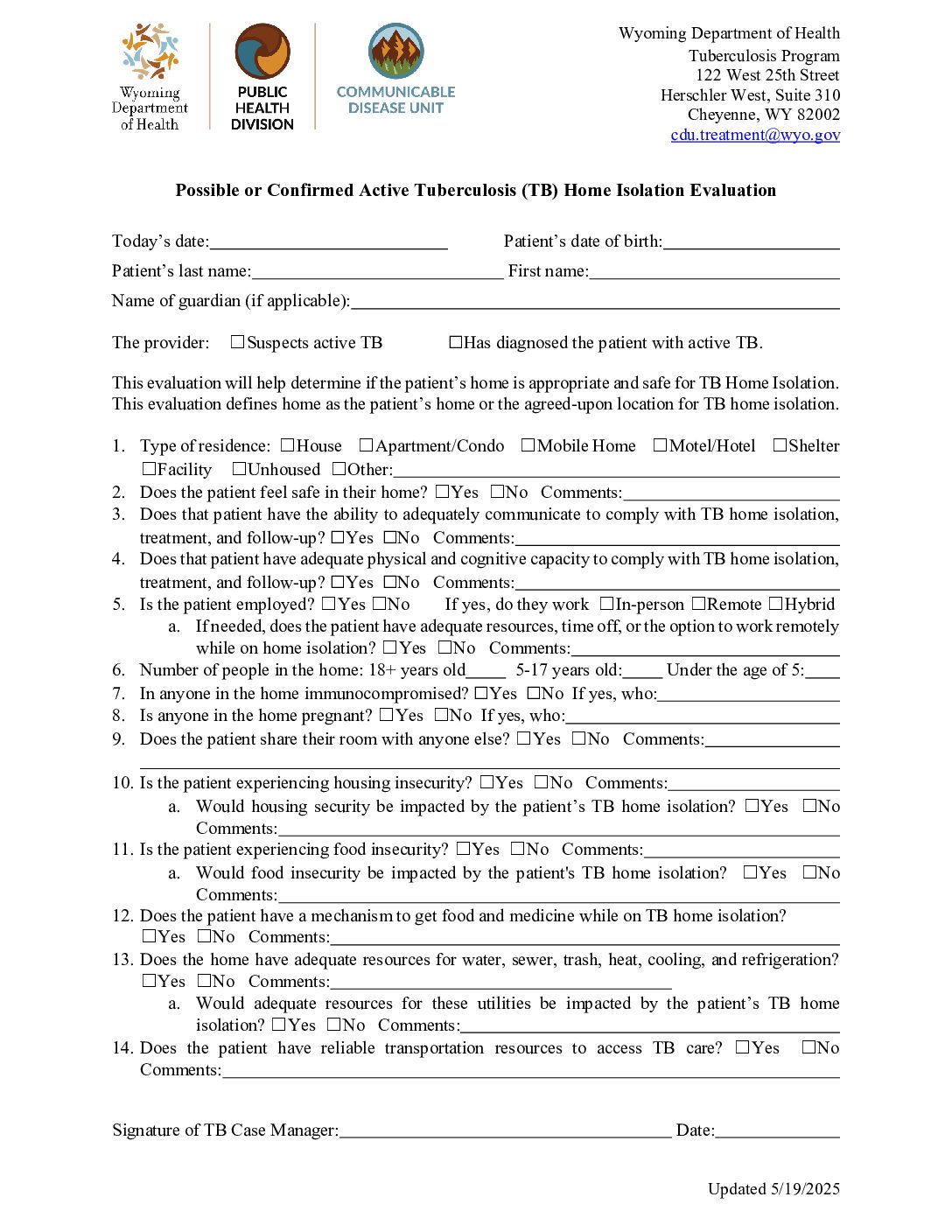 DRAFT 2025 Possible or Confirmed Active TB Home Isolation Evaluation ...