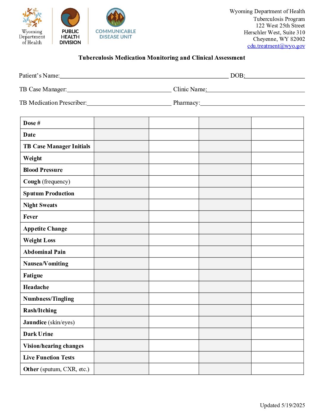 FINAL 2025 TB Medication Monitoring and Clincal Assessment - Wyoming ...