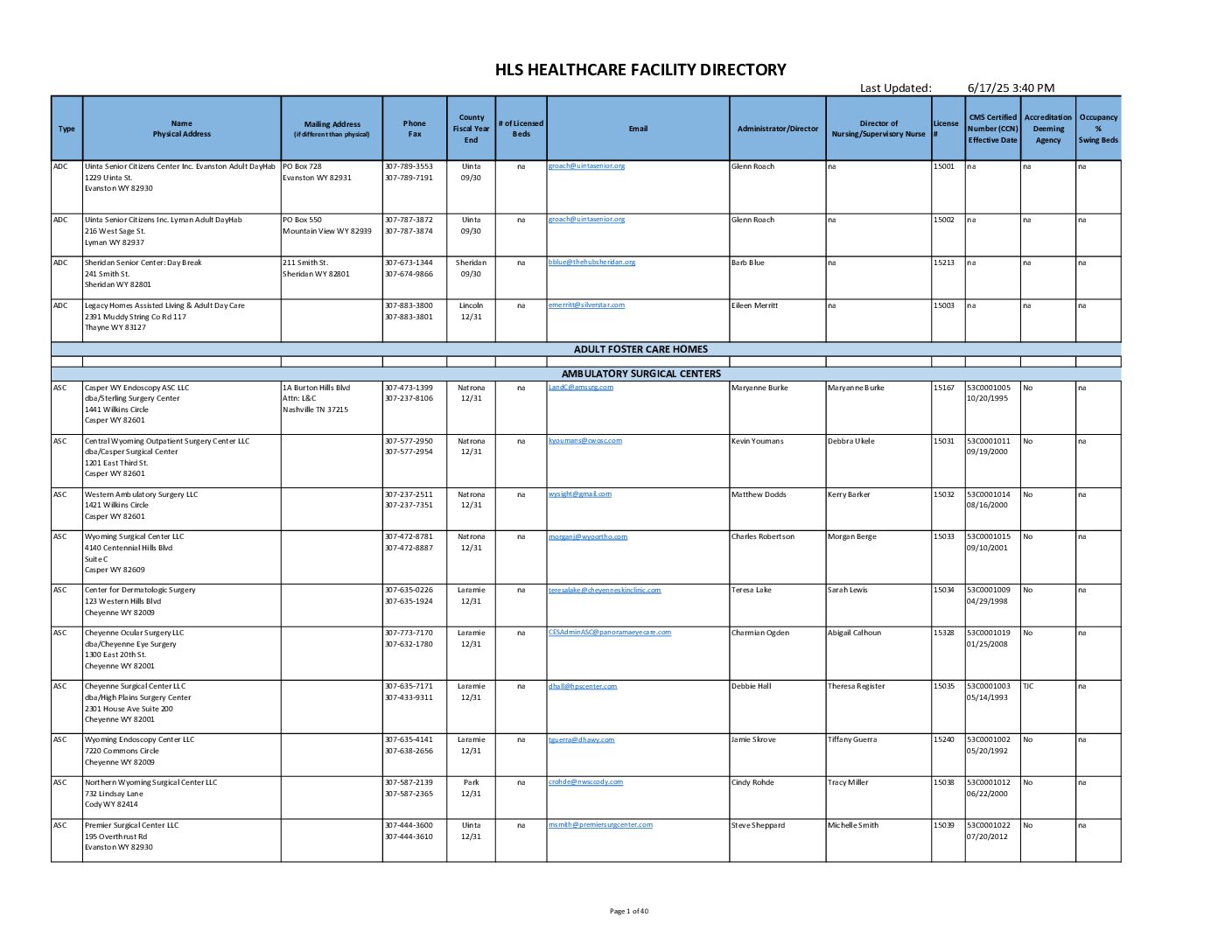 2024-2025 Facility Directory - Wyoming Department of Health