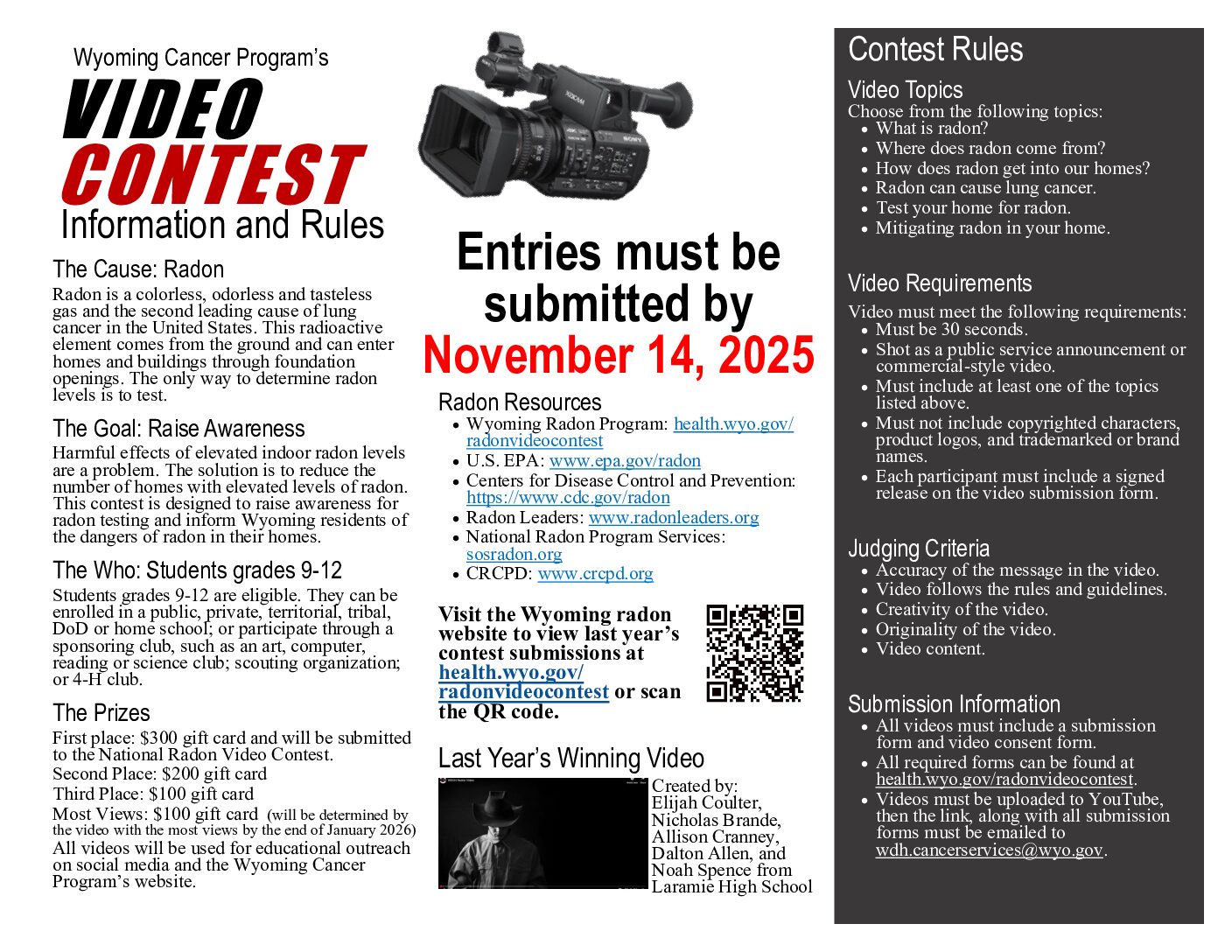2025 Video Contest Information and Rules - Wyoming Department of Health
