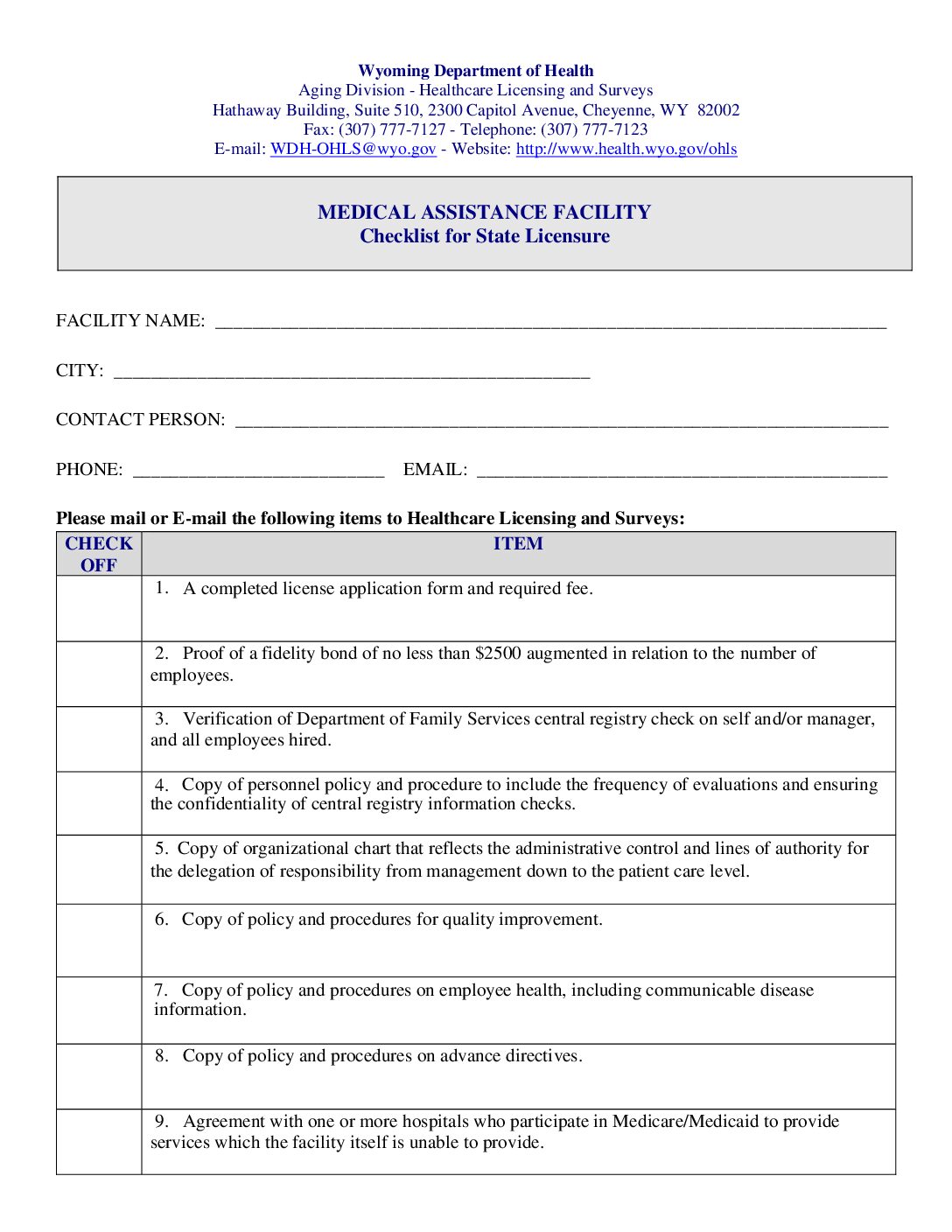 New MAF Checklist 08 14 25 - Wyoming Department of Health