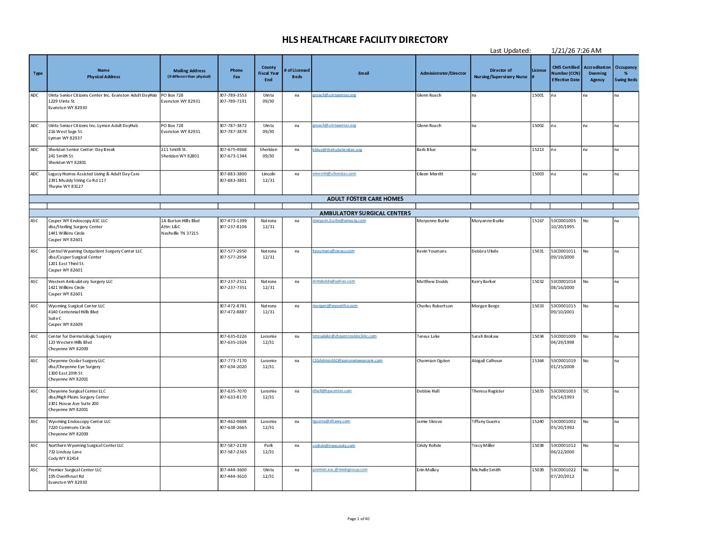 Copy of 2025-2026 Facility Directory - Wyoming Department of Health